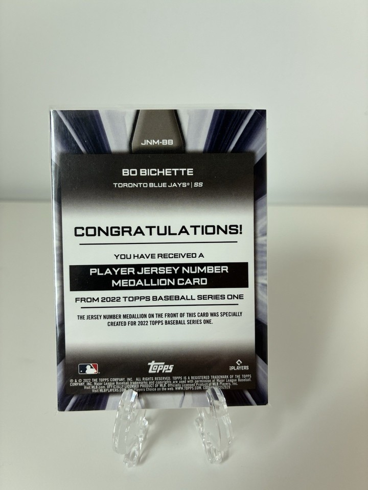 BO BICHETTE 2022 TOPPS SERIES 1 JERSEY NUMBER MEDALLION PATCH Toronto ...