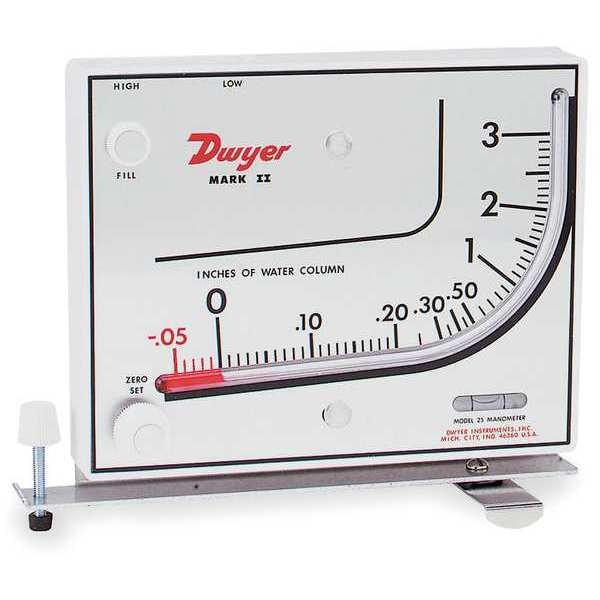 Dwyer Instruments Mark Ii 25 Molded Plastic Manometer, Range 0-3" W.C ...