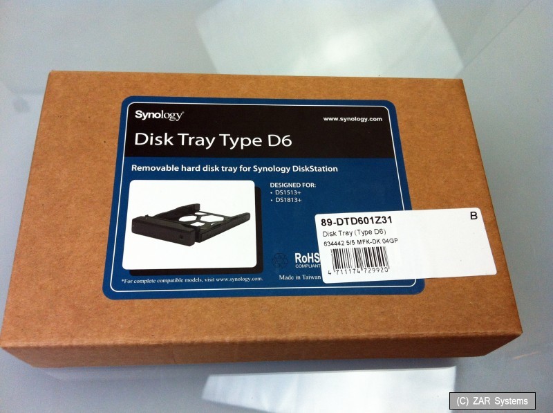 Synology 89-DTD601Z31 Disk Tray Type D6 Einbaurahmen für DS1513+ DS1813 ...