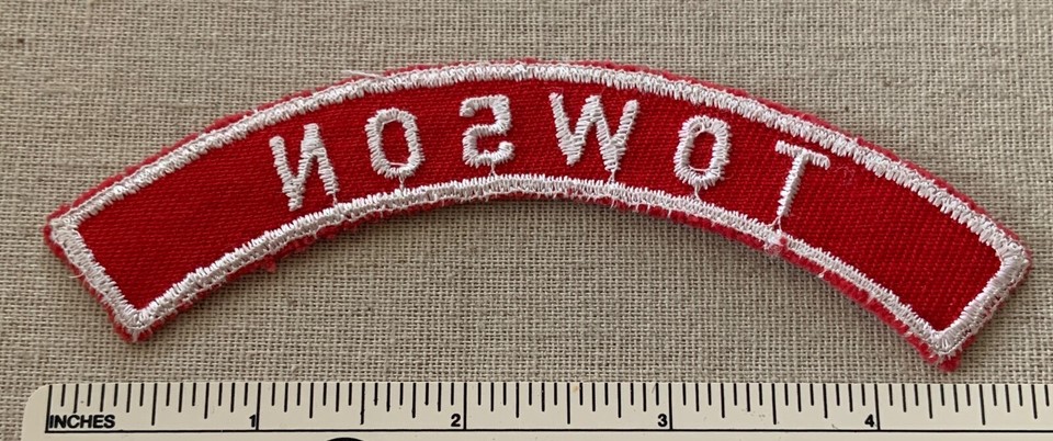 Vintage TOWSON Boy Scout Red & White Community Strip PATCH BSA RWS MBS ...