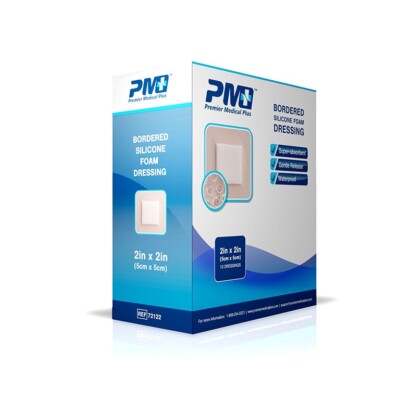 PMP 2x2 Bordered Silicone Foam Wound Dressing (2 Boxes of 10) BB 9/25 ...