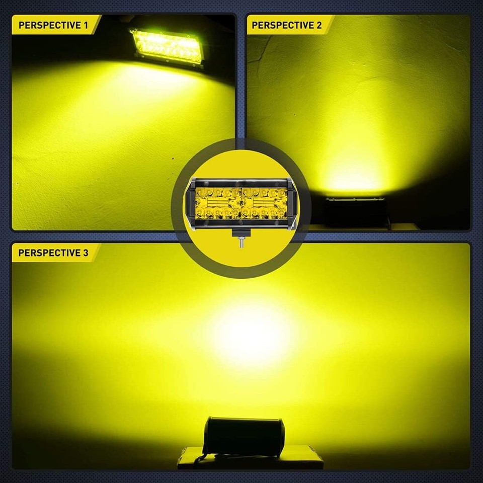 2x 7'' Yellow LED Flood Spot Combo Fog Lamp Offroad Driving Truck Work ...