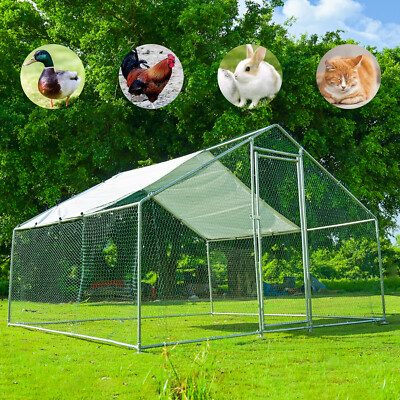 Chicken Coop Metal Heavy Duty Walk-in Chicken Run Pen with Waterproof ...