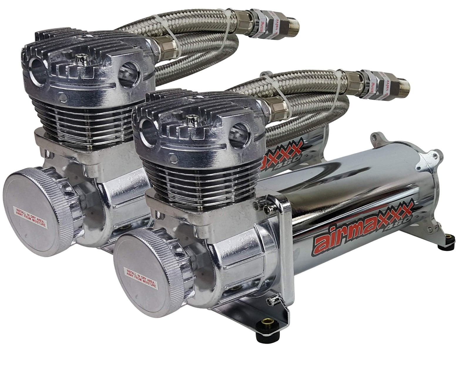 airmaxxx 480 Chrome Air Compressors 200 psi Switch Air Ride Suspension ...