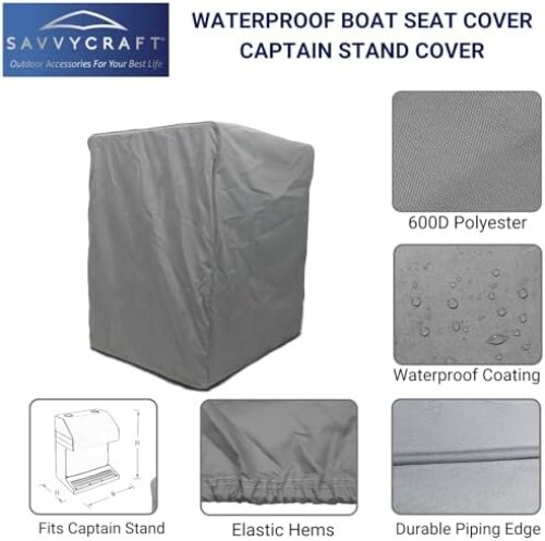 SavvyCraft Waterproof Pontoon Boat Captain Stand Cover 24" Dx27 Wx33 H ...