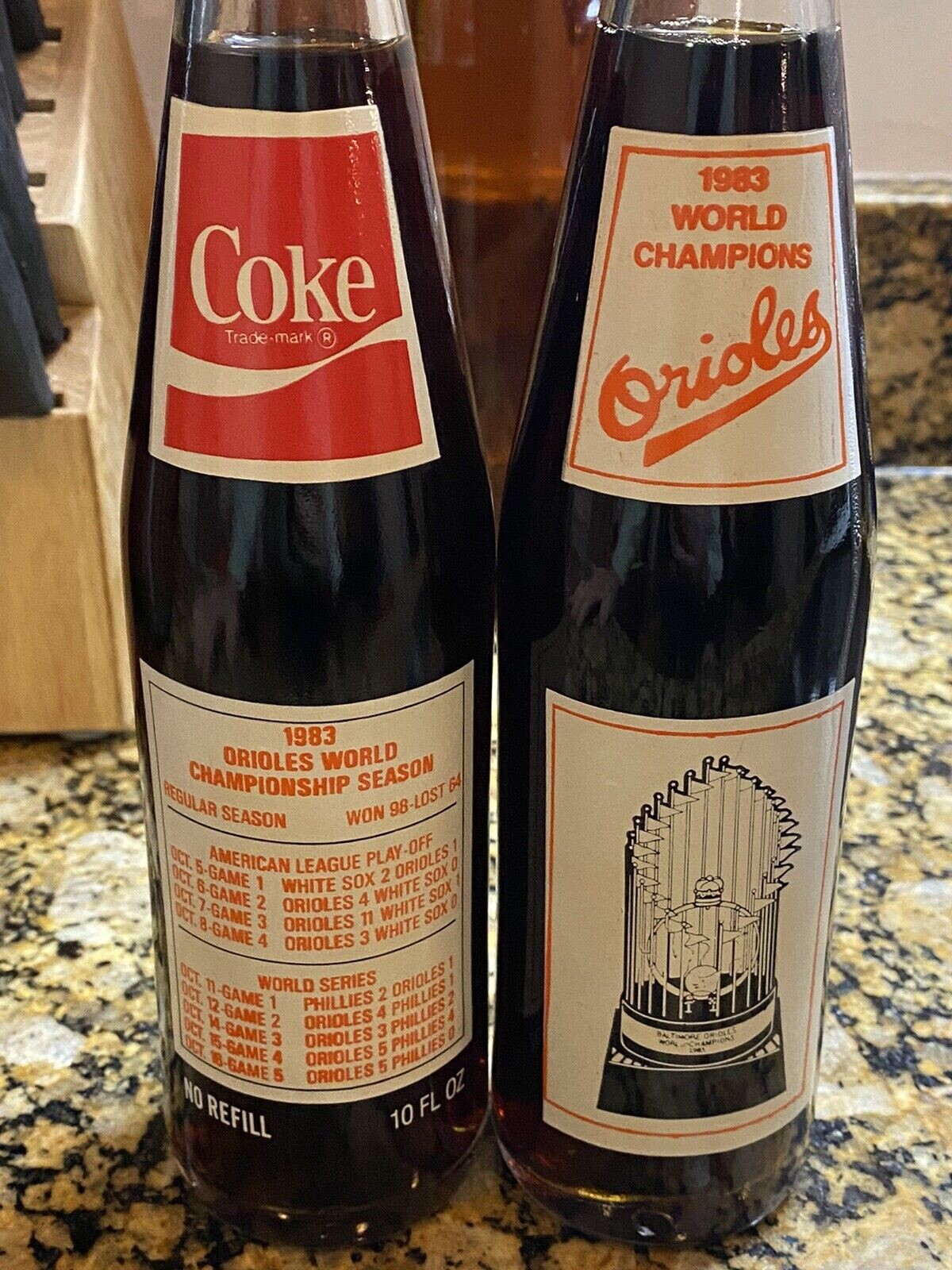 1983 Baltimore Orioles World Series Championship Coke Bottle Coca Cola ...