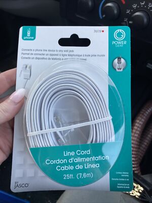 BRAND NEW!!! GE 76119 White Power Gear Modular Jack Phone Line Cord 25 ...