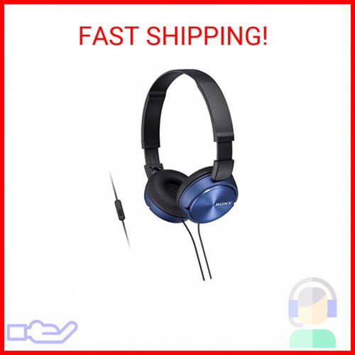 Sony MDR-ZX310AP ZX Series Wired On Ear Headphones with mic, Blue, 1 x ...