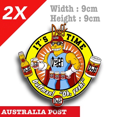 The Simpsons Duff Man, Duff BEER Badge Funny Simpons Cartoon Decal ...