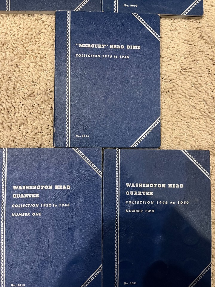 (5) Diff USED Whitman Folders Nickel 9008 9009 , Dime 9014 , Quarter ...