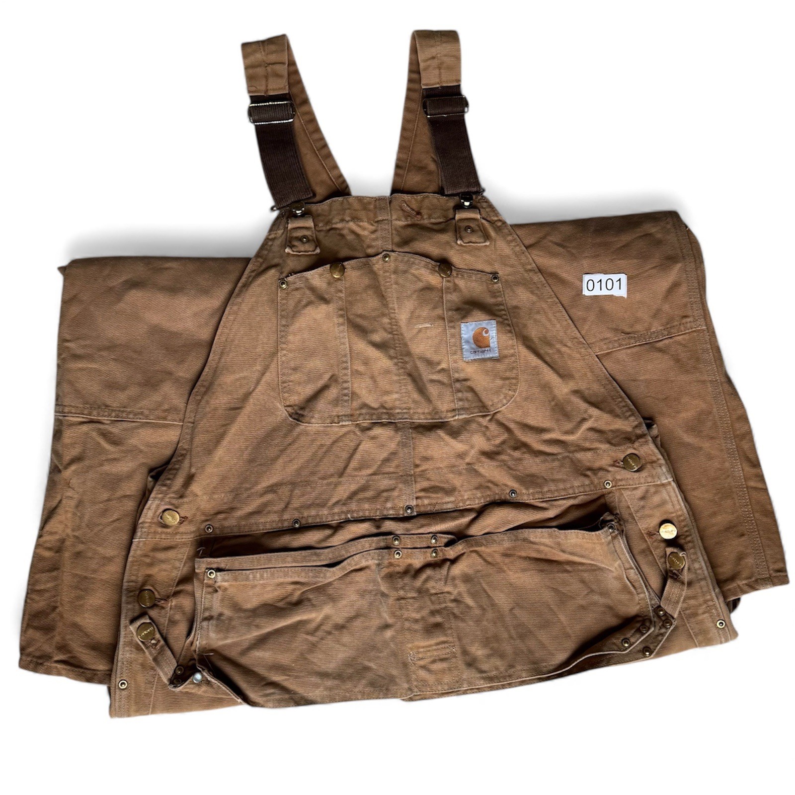 Carhartt USA Duck Canvas Bib-&-Brace Overalls W42 L32 – Tool Pouch ...