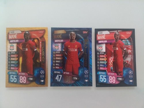 Set x3 Sadio Mane Topps no panini champions league 2019 Liverpool FC ...