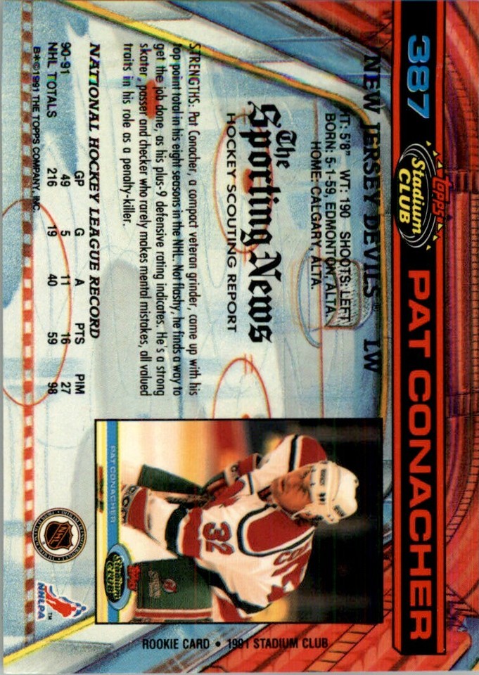 1991-92 Stadium Club NHL Pat Conacher #387 | eBay