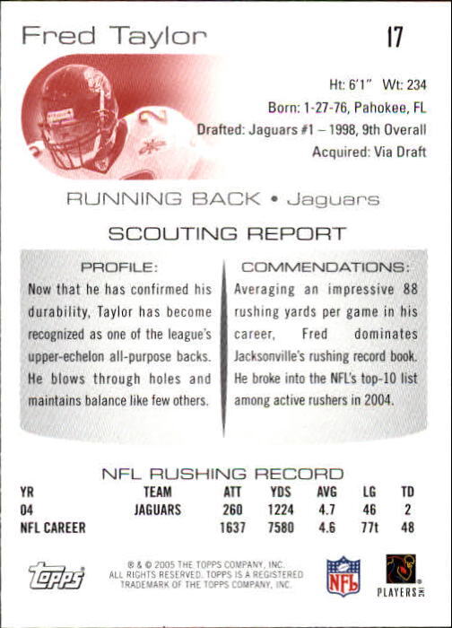 2005 Topps Draft Picks and Prospects #17 Fred Taylor | eBay