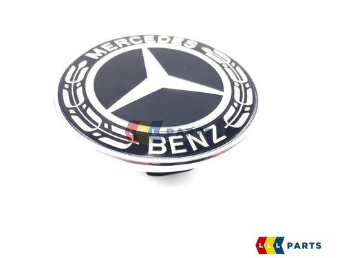 NEW GENUINE MERCEDES-BENZ MB BLACK WREATH FLAT BONNET BADGE EMBLEM ...