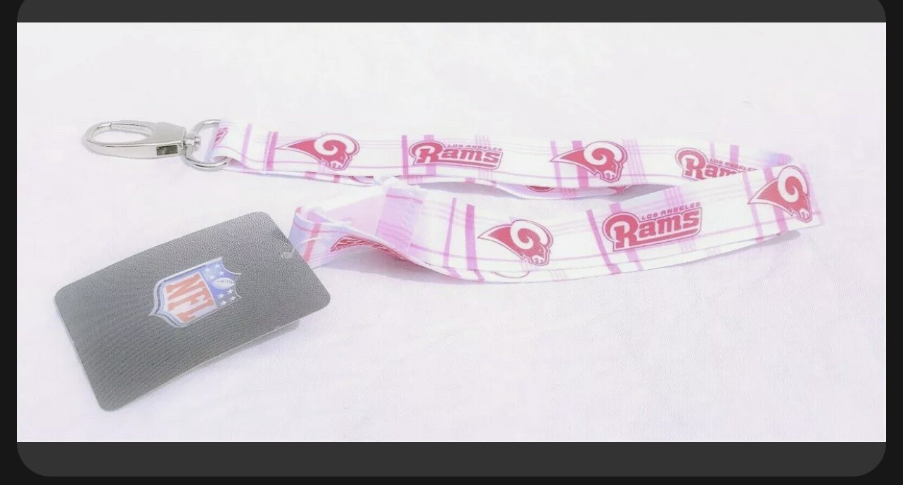 LOS ANGELES RAMS Pink Plaid Lanyard Keychain Reversible Licensed ...