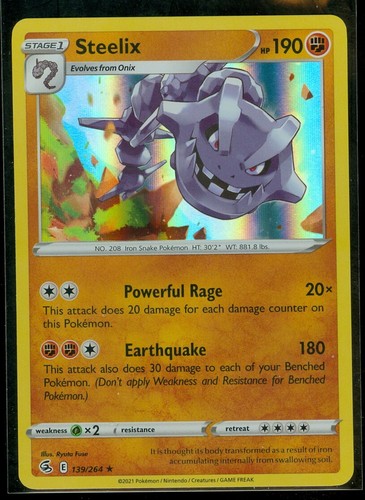 Pokemon STEELIX 139/264 Fusion Strike - RARE HOLO - - MINT | eBay