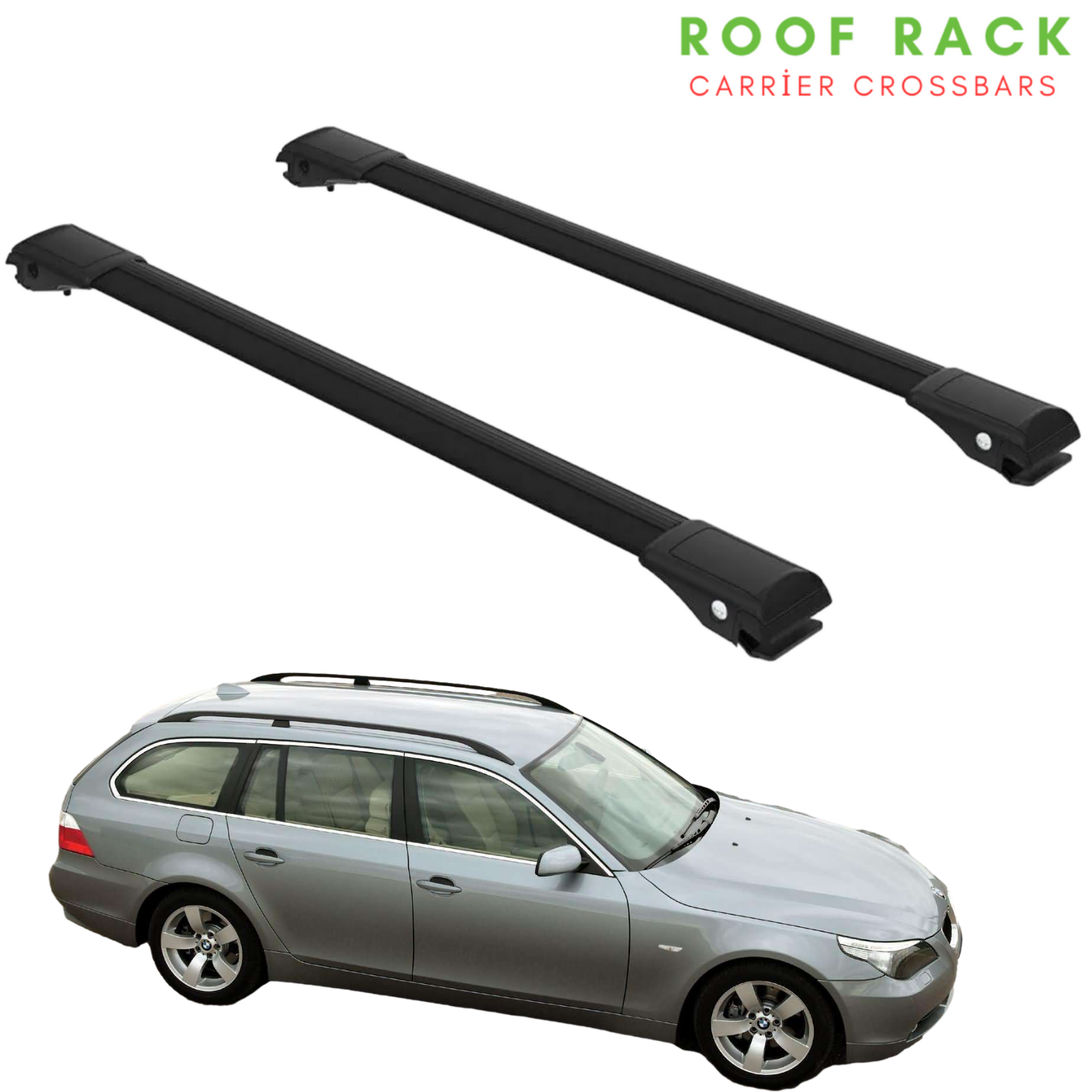 Fits BMW 5 Series E61 Wagon 2004-2010 Roof Racks Rails Cross Bars Black ...