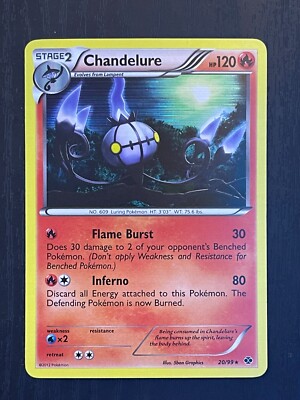 Chandelure Holo 20/99 Next Destinies Pokémon TCG Rare Black & White 4 ...
