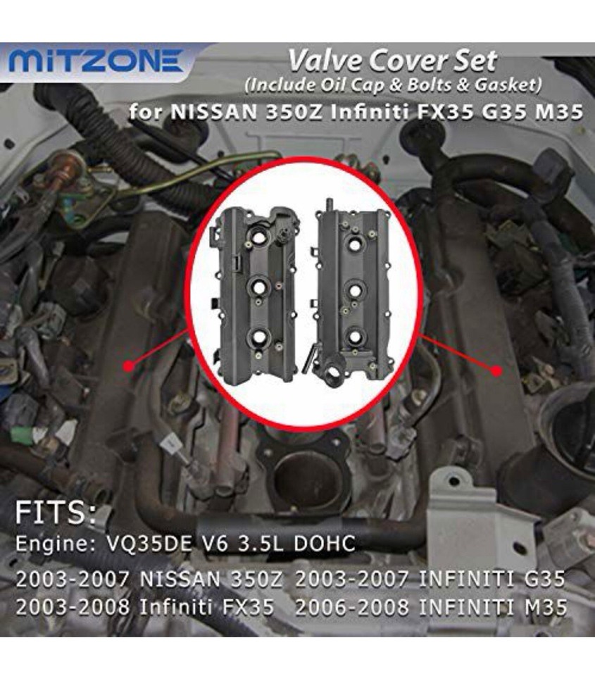 Engine Valve Cover Set with Hardware, Gaskets for Nissan and Infiniti ...
