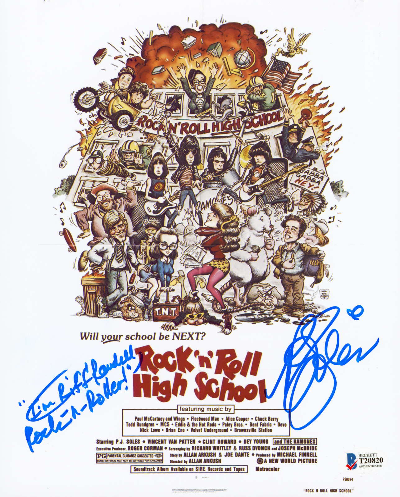 P.J. Soles "I'm Riff Randell Rock-n-Roller" Signed 8x10 Photo BAS # ...