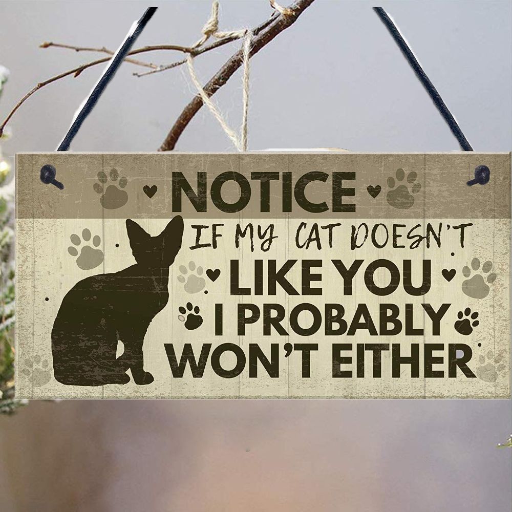 Home Decoration Wood Funny Shed Accessories Cat Sign Plaque Cat Coop ...