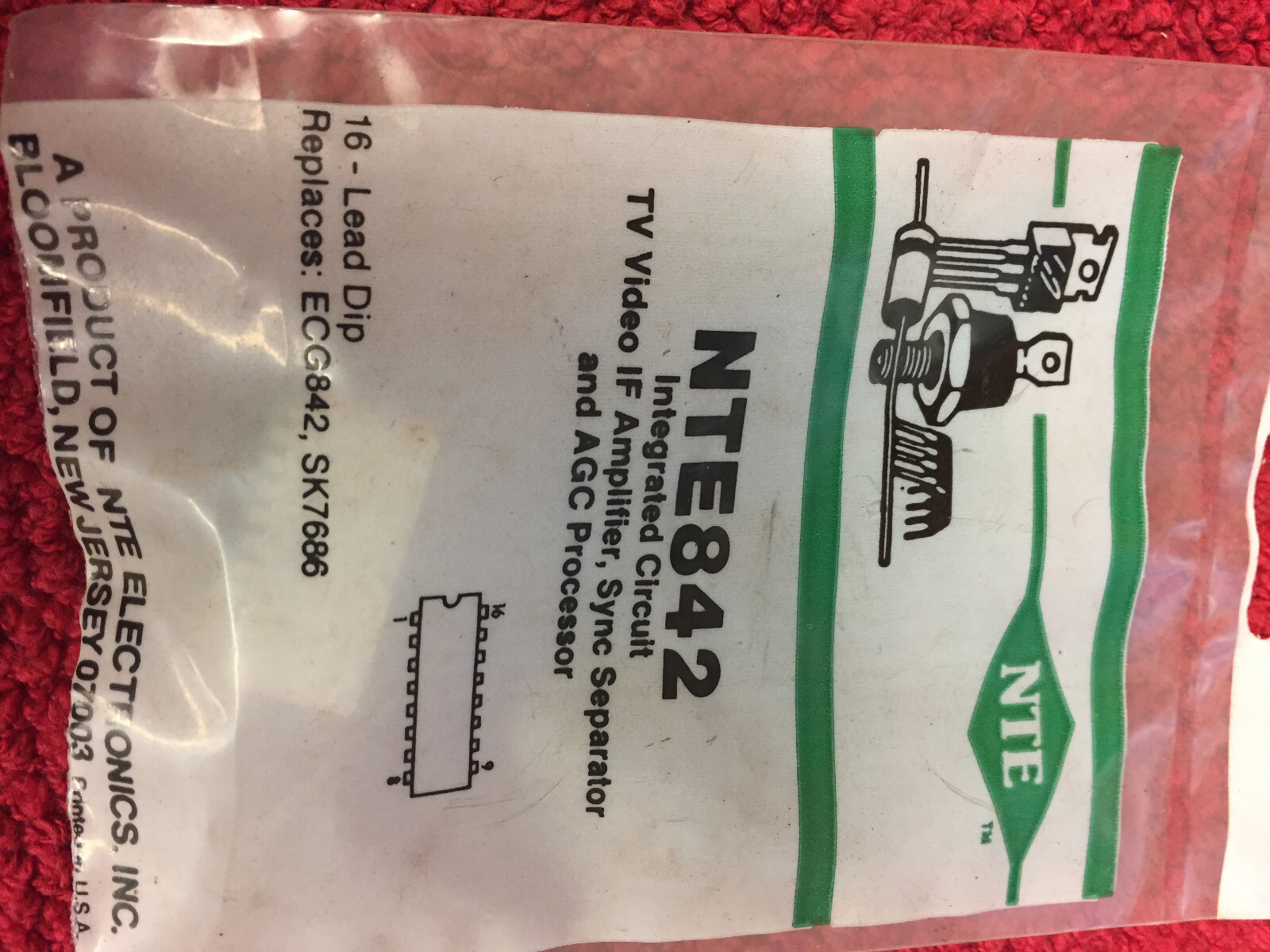 NTE 842 INTEGRATED CIRCUIT TV VIDEO IF AMPLIFIER SYNC SEPARATOR AND AGC PROCESSO | eBay
