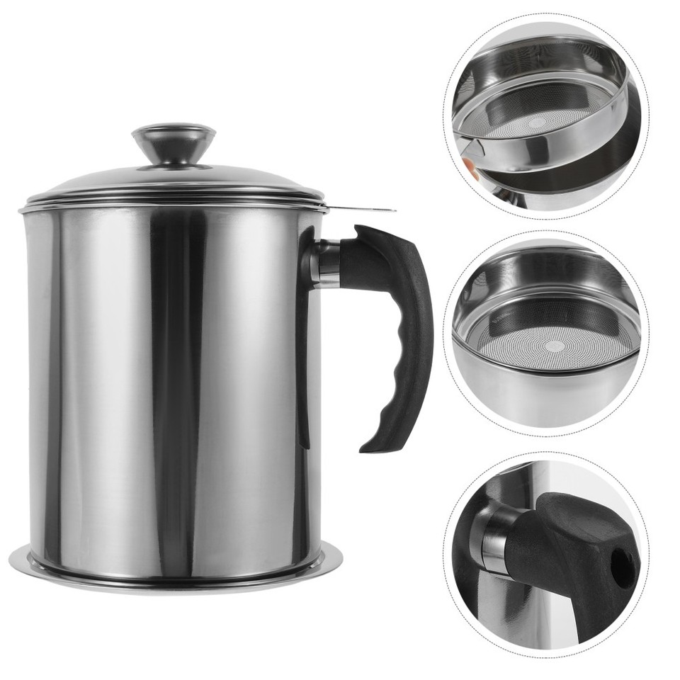 2 .2L Stainless Steel Lard Tank Container for Kitchen Cooking Oil Can ...