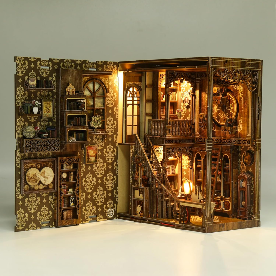 Book Nook Kit for Adult Miniature Model Build Dollhouse Kit 3D Wooden ...