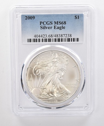 MS68 2009 American Silver Eagle PCGS Beautiful Toned Pink/Yellow Sheen ...