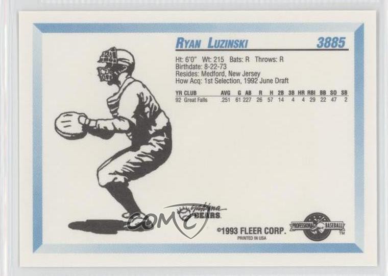 1993 Fleer ProCards Minor League Ryan Luzinski #3885 Rookie RC | eBay