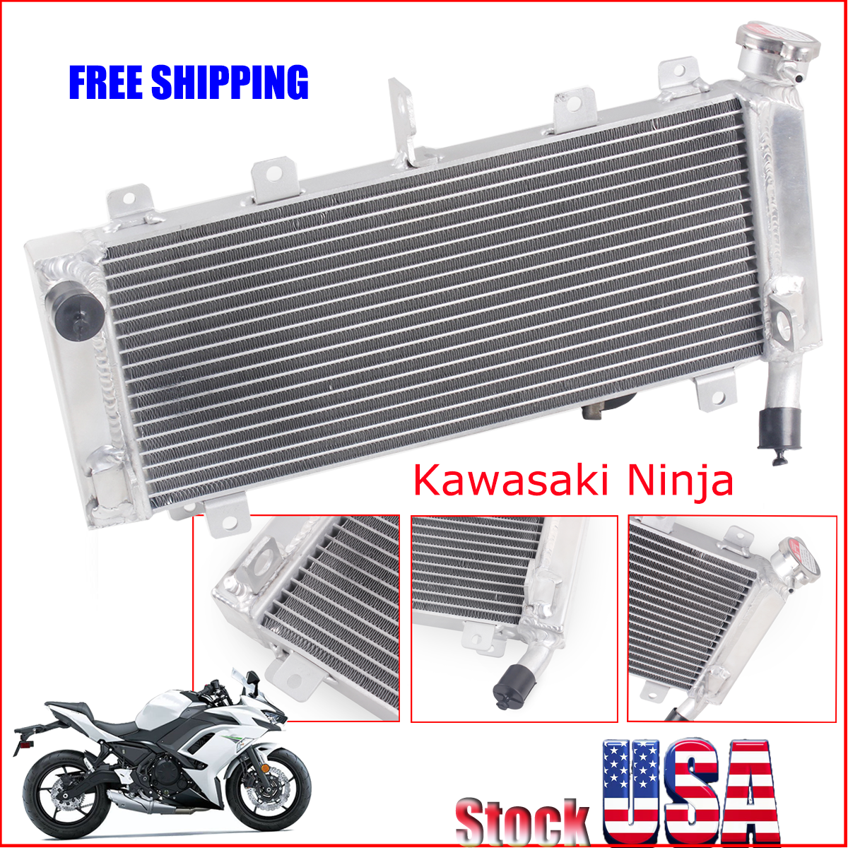 Aluminum Radiator Cooler Fit For Kawasaki Ninja 650 Z650 ER650 17-22 18 ...