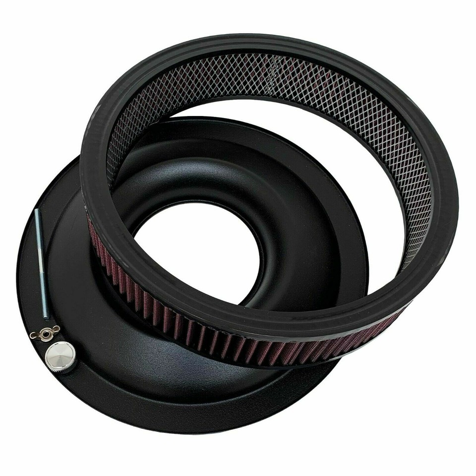 13" Round Black Air Cleaner Lid Kit Finned Custom Engraved Ansen USA ...