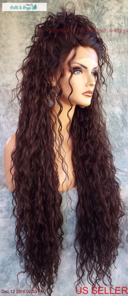 36" X-LONG LACE FRONT DEEP C-PART HIGH HEAT SAFE WIG COLOR #4 SEXY 258 ...