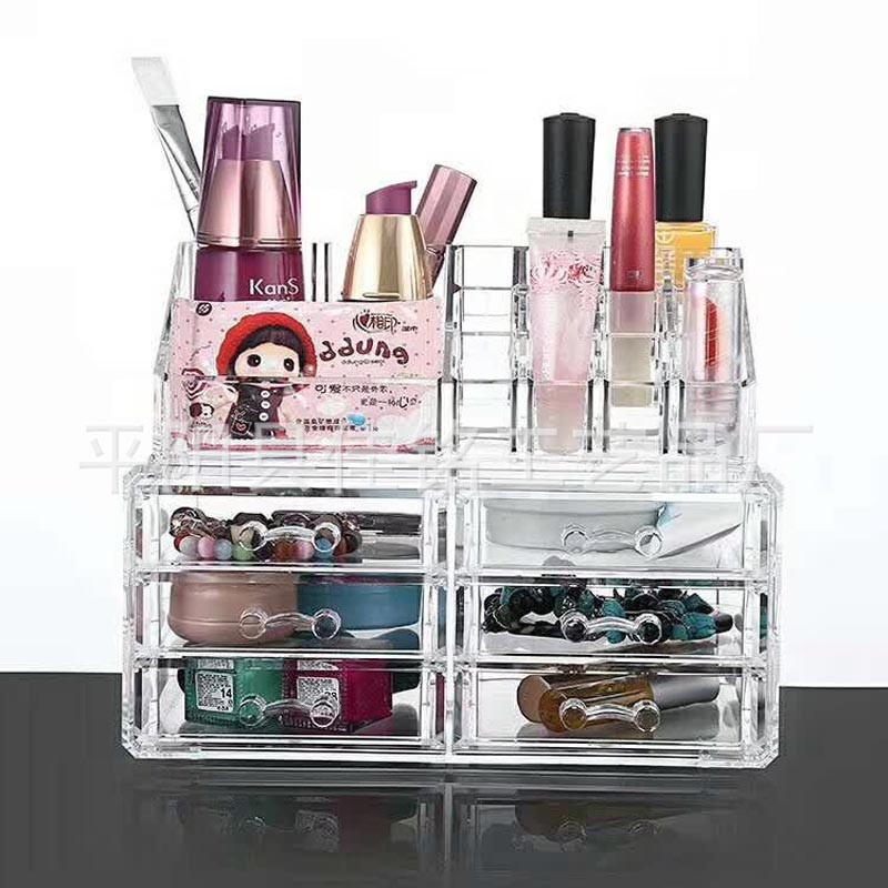 Clear Makeup Case Cosmetic Drawers Jewelry storage Acrylic Cabinet Box ...