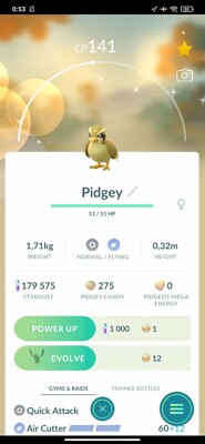 Shiny Pidgey (female) Pokemon Go Mini PTC | eBay