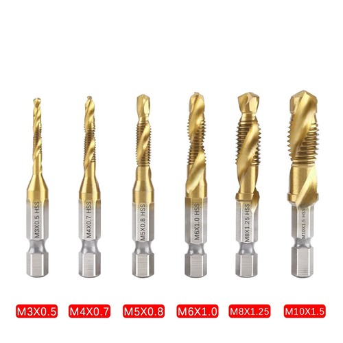 6Pcs 1/4in Hex Shank HSS Screw Thread Countersink Tap Drill Bit ...