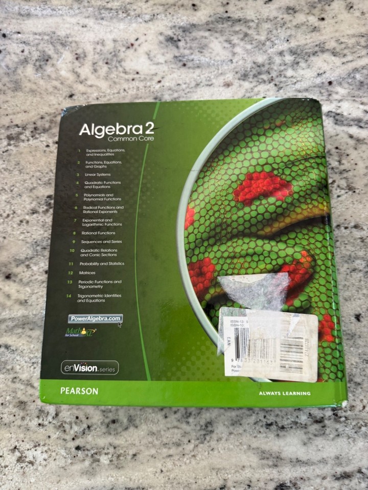 Algebra 2 Common Core Textbook by Charles 2015 PEARSON High School Math ...