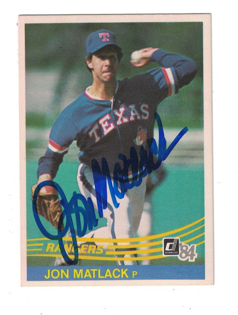 Jon Matlack AUTOGRAPHED 1984 DONRUSS TEXAS RANGERS BASEBALL CARD SIGNED ...