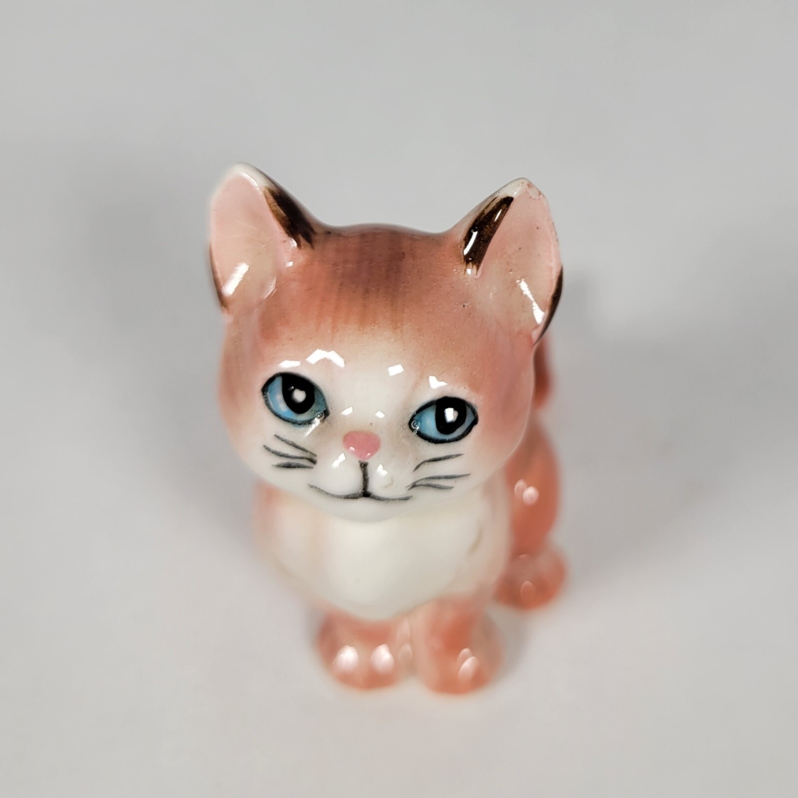 Vintage Ceramic Cat Golden Brown Tiger Tabby Cat Figurine, Grumpy Side ...