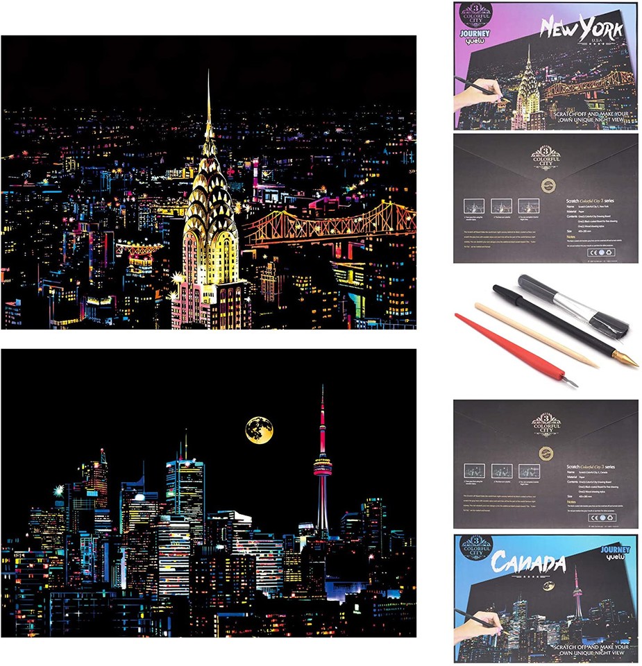 Scratch Art Painting kits for Adults Kids Craft Art Set Night View ...