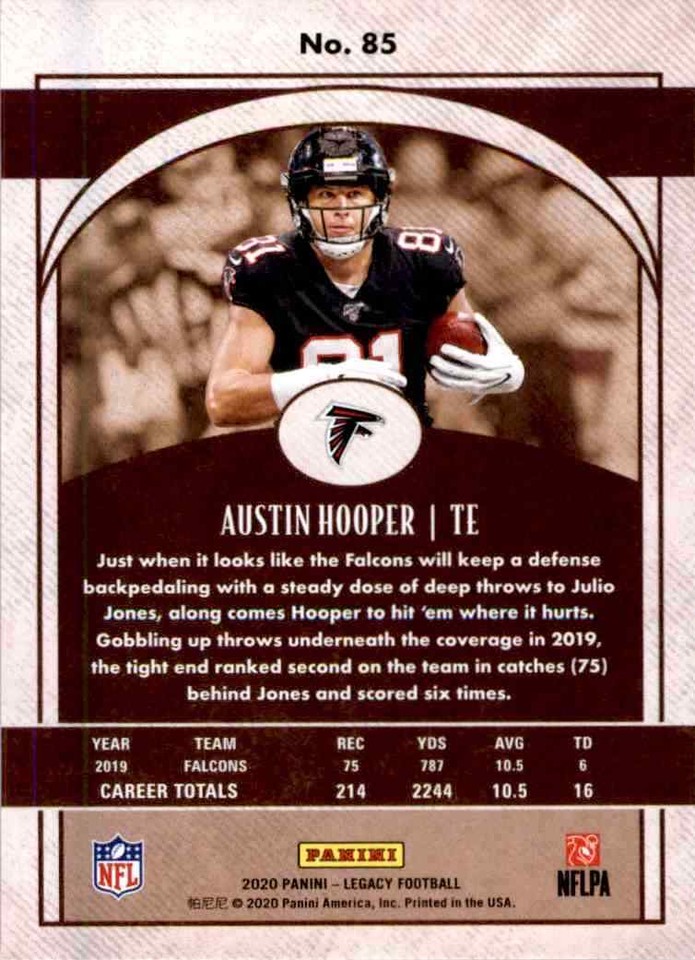 2020 Panini Legacy Austin Hooper Atlanta Falcons #85 Football Card | eBay