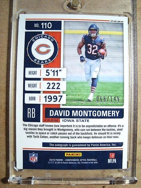 2019 David Montgomery Contenders Optic Rookie Autograph Aqua Prizm RC ...