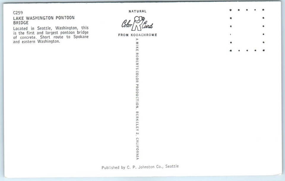 Unposted - Lake Washington Pontoon Bridge, Seattle, Washington, USA | eBay