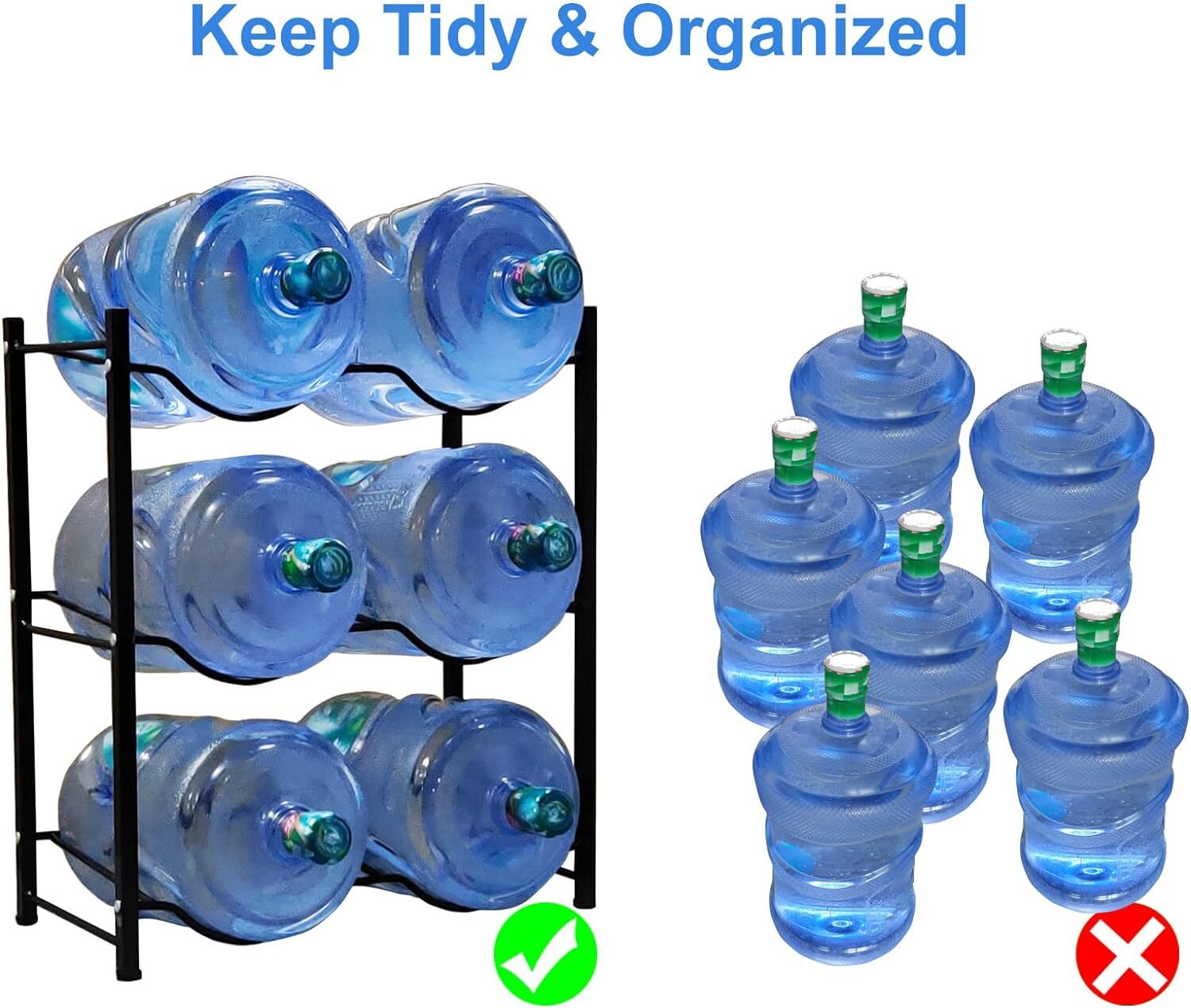 3-Tier Water Cooler Jug Rack for 6 Bottles Heavy Duty Water Bottle ...