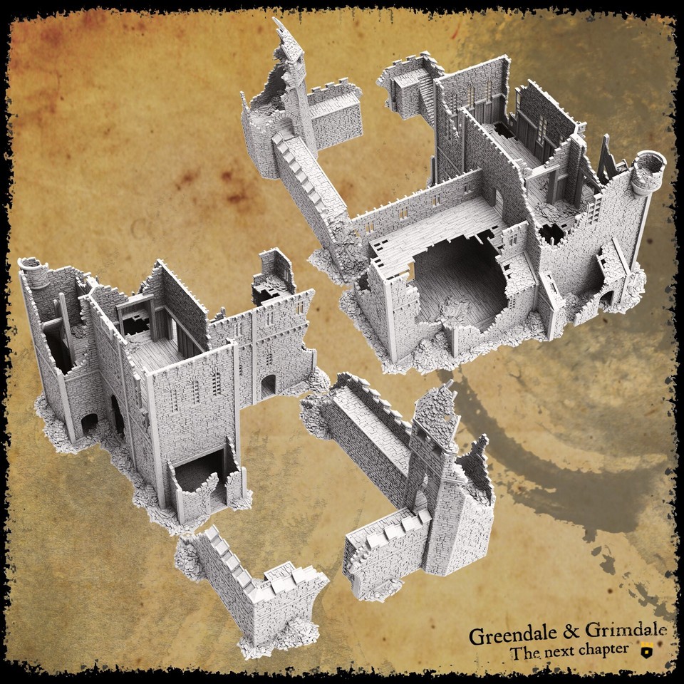 Grimdale Fortified Manor Keep 28mm Ruined Castle Terrain D&D Warhammer ...