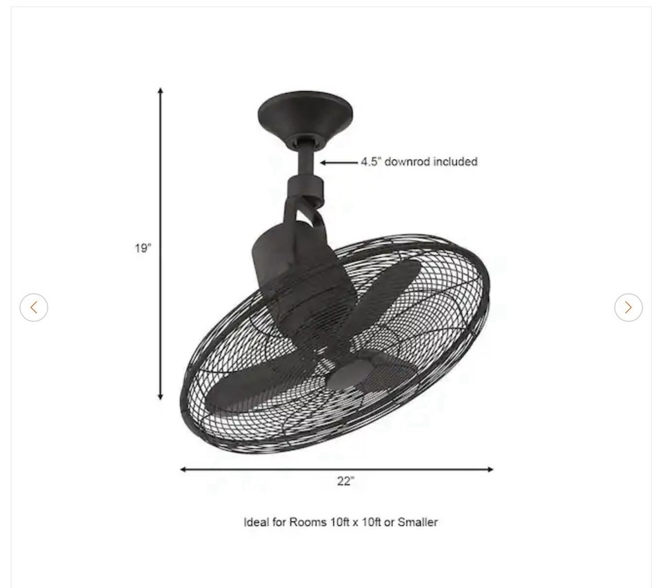 HDC Bentley III 22” Indoor/Outdoor Natural Iron Oscillating Ceiling Fan ...