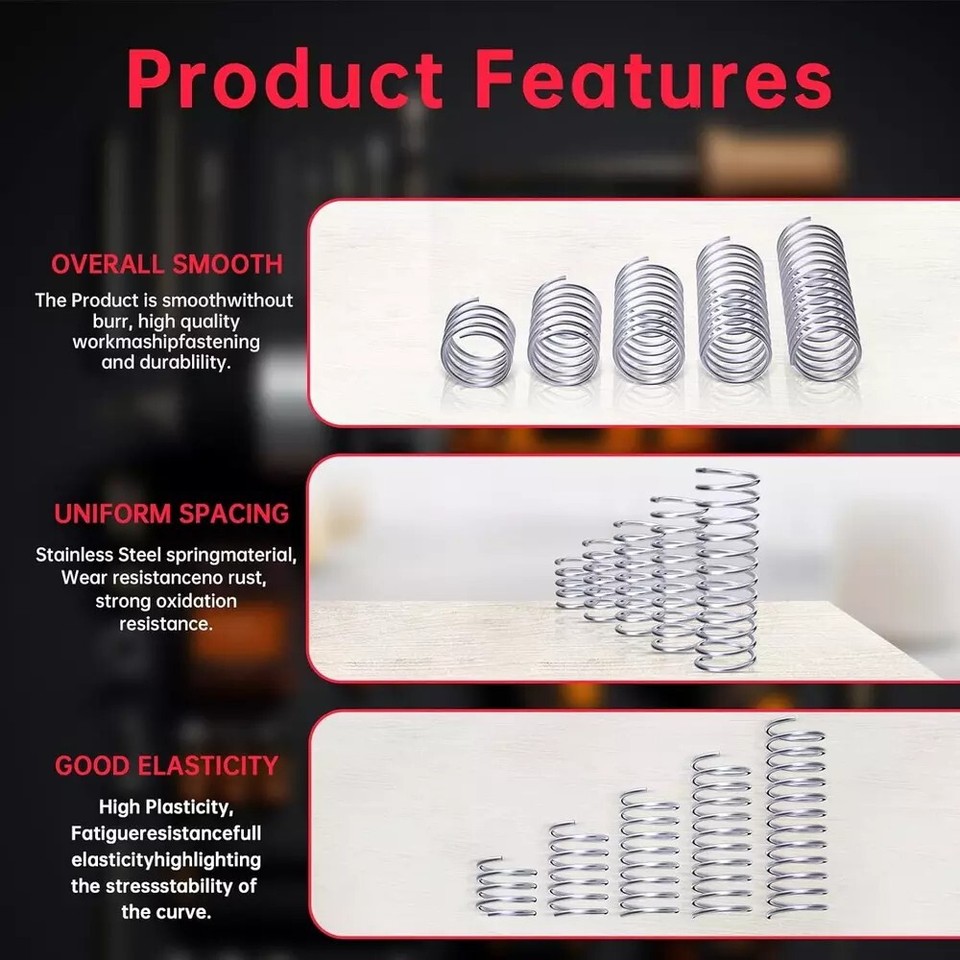 300 Pcs Compression Springs Assortment Kit Stainless Steel Springs ...