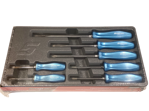 Snap On Tools NEW 7 Piece PEARL BLUE Hard Handle Combo Screwdriver Set ...