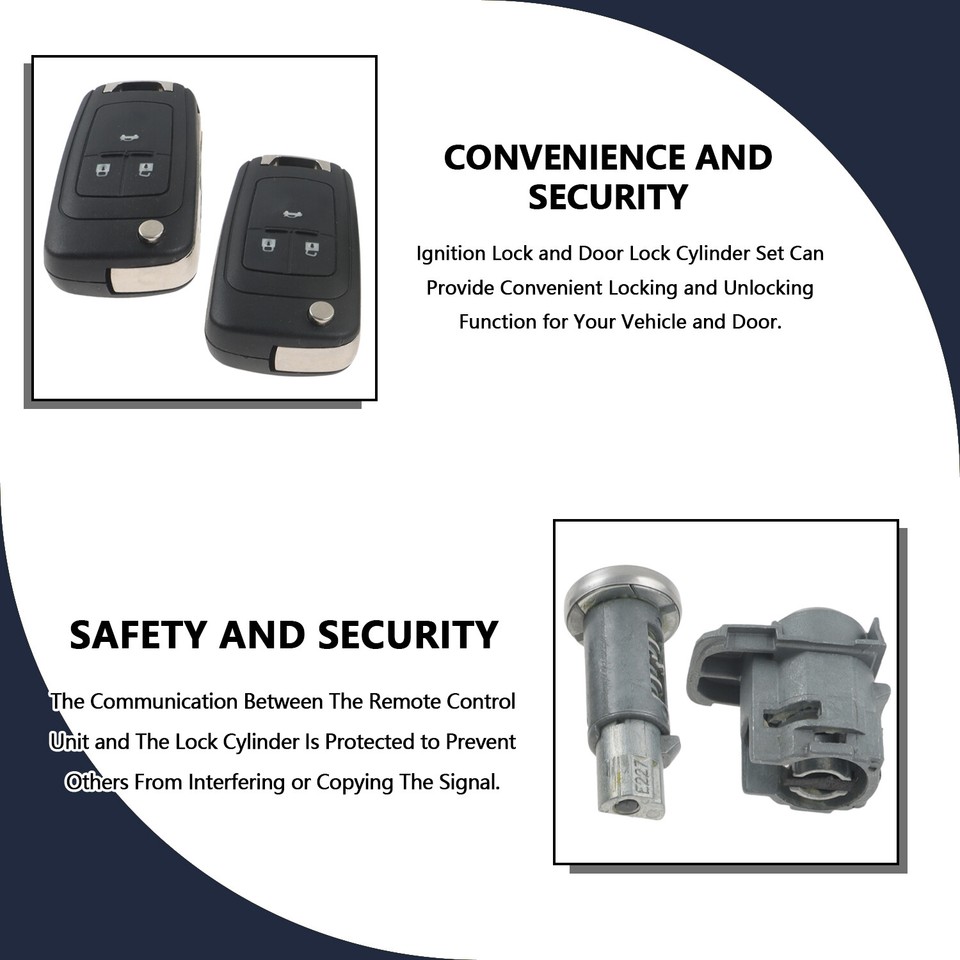 Ignition & Door Lock Cylinder Set with 2 Remotes for 2012-2017 ...